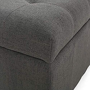 Christopher Knight Home Hedda Tufted Fabric Storage Ottoman, Dark Gray, Dark Brown