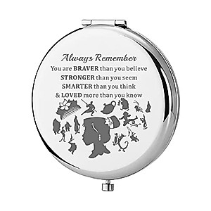 KEYCHIN Mu LAN Pocket Mirror Mu LAN and Mushu Fans Gifts Remember You are Braver Stronger Smarter Than You Think Compact Makeup Mirror for Women Girls Teenagers (Mu LAN Mirror-S)