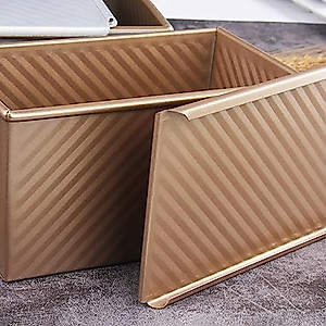 SOONHUA Loaf Pan with Lid, Non-Stick Bakeware for Baking Bread Carbon Steel Corrugated Bread Toast Box Bakeware Kitchen Baking Tools Bread Mold Toast For Oven Baking