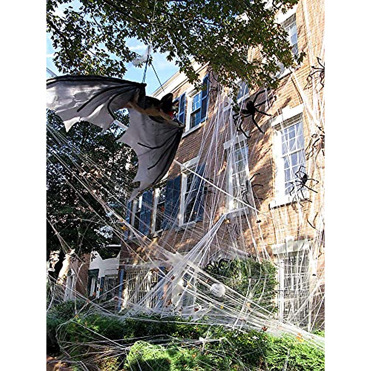 Halloween Spider Web Decoration with 80 Fake Spiders Haunted House Props