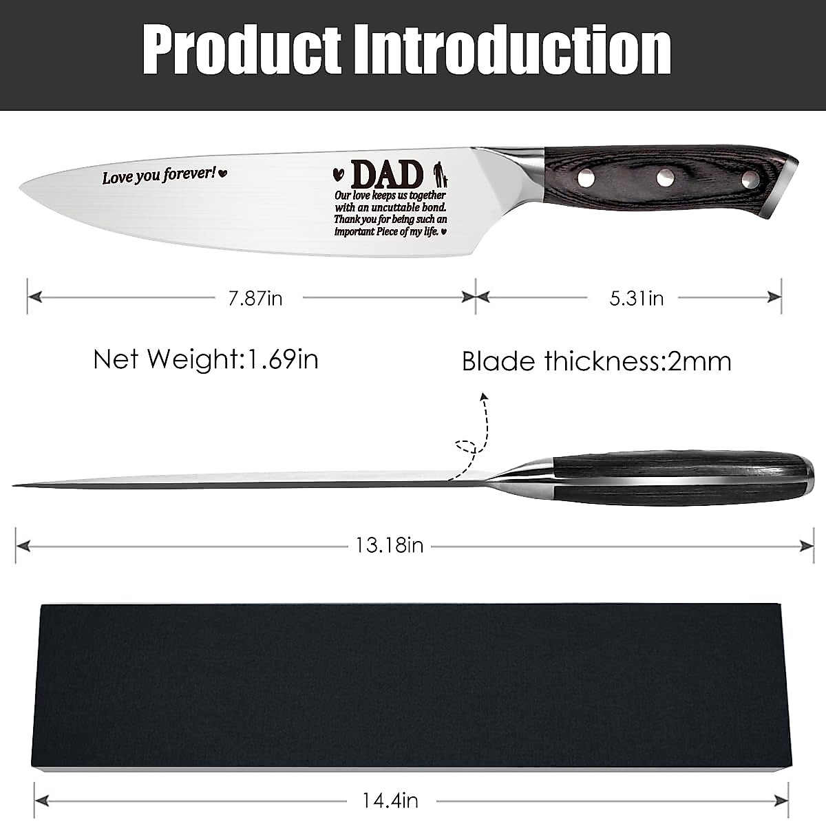 Cool Christmas Gifts for Dad from Son Daughter, Birthday Gifts for Bunous Steped Dad New Dad Daddy Christmas Father's Day Ideas Gift for Dad Christmas Day Best Dad Ever Gifts Kitchen Chef Knife Gift