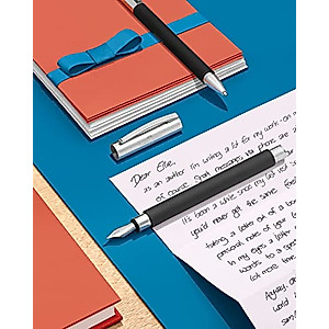 Faber-Castell Ambition 148140 Fountain Pen High-Grade Resin Nib Size M Barrel Colour Black/Silver