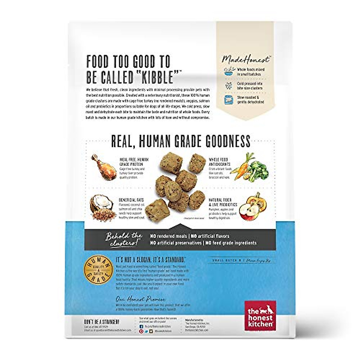 The Honest Kitchen Whole Food Clusters Grain Free Turkey Dry Dog Food, 1 lb Trial Pouch