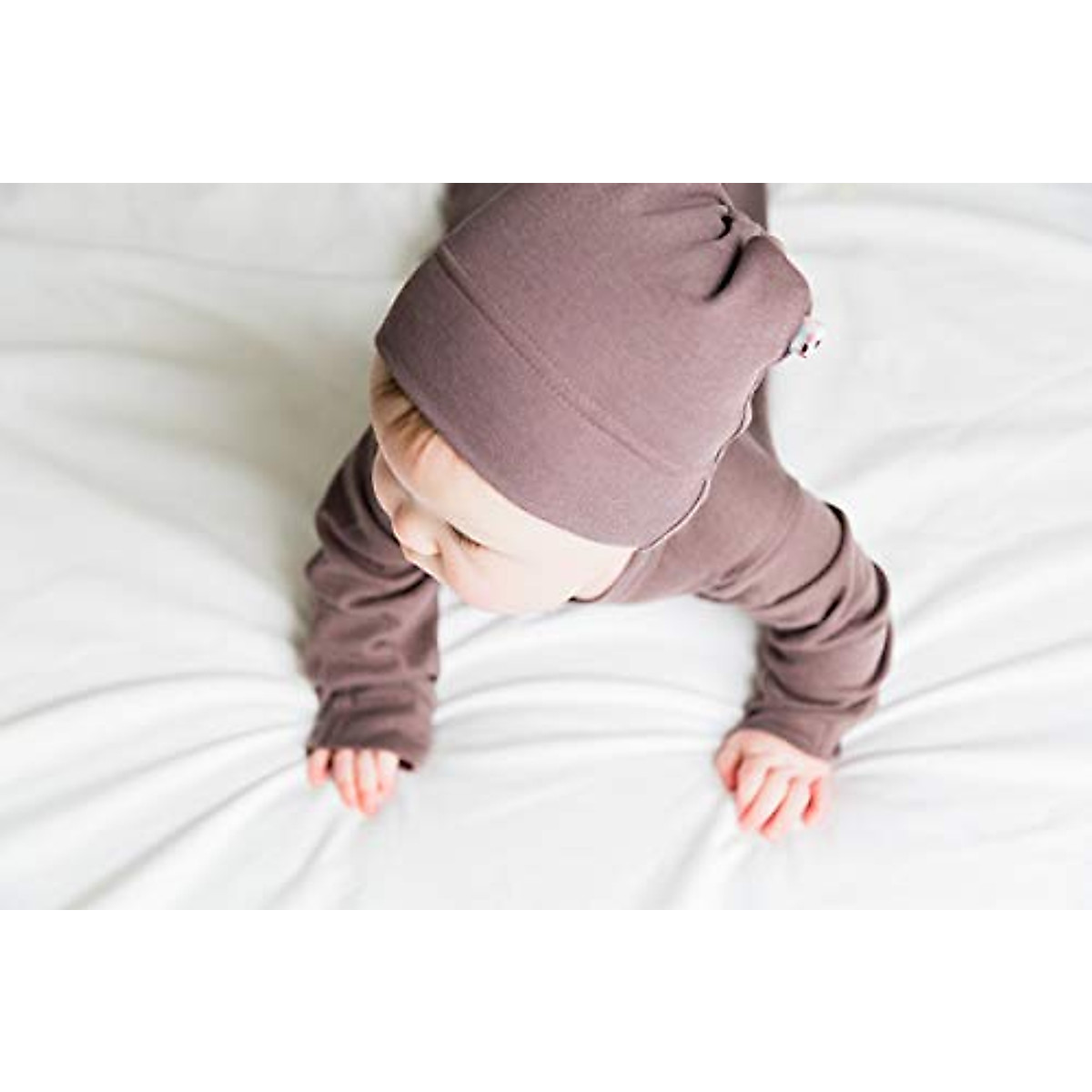 Babysoy Modern Single Knot Hat Beanie - Cotton Rayon from Bamboo Baby Cap (6-12 Months, Acorn)