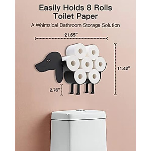 Dachshund Toilet Paper Storage, Funny Dog Wall Mounted or Free Standing Bathroom Toilet Paper Holder, Metal 8 Rolls Tissue Organizer for Home Decor