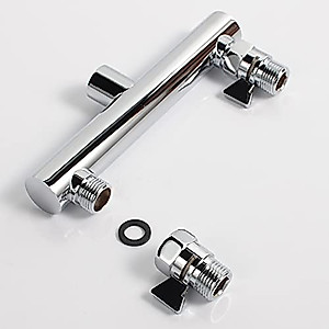 HAOXIN Double Outlet Shower Manifold with Shut Off Valve,Suitable for Dual Sprayer Showering System,Chrome,STC03