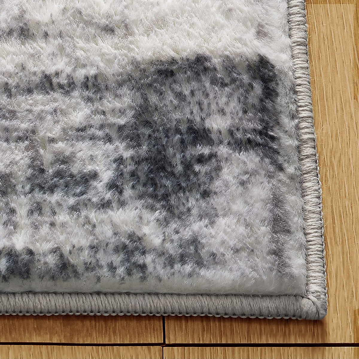 Area Rug Living Room Rugs 8x10 Washable: Indoor Soft Low Shaggy Fluffy Pile Carpet Abstract Decor Large for Bedroom Dining Room Under Kitchen Table Home Office - Gray/Ivory