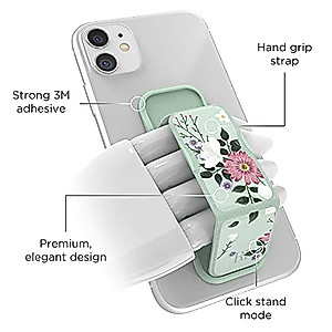 CLCKR Richmond Finch Phone Grip Holder and Expanding Stand, Universal Finger Grip Kickstand Compatible with iPhone 14/13/12, Samsung S22 and More, Multiple Viewing Angles, Sweet Mint Design