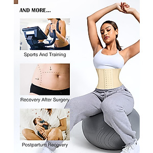 Lover-Beauty Waist Trainer for Women Latex Corsets Waist Cincher Workout Girdle Hourglass Body Shaper (3X-Large, Beige)