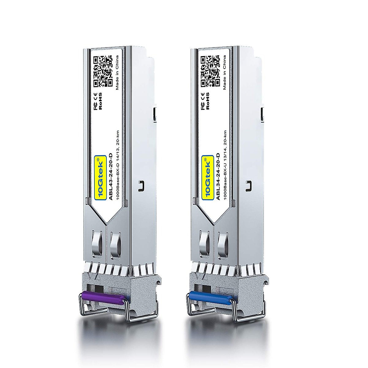10Gtek a Pair of 1.25G SFP Bidi Transceiver, 1000Base-BIDI SingleMode Simplex LC Fiber Module for Cisco GLC-BX-D, Ubiquiti UniFi UF-SM-1G-S, Mikrotik and More, SMF 1490nm/1310nm, DDM, up to 20 km