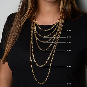 Kooljewelry 14k Yellow Gold Filled Solid Figaro Link Chain Necklace (4.35 mm, 20 inch)