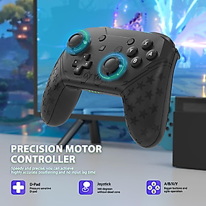 YCCTEAM Wireless Pro Controller Compatible with Switch/Switch Lite/Switch oled, Remote Gamepad Joystick with NFC, Double Vibration and Wake up Function