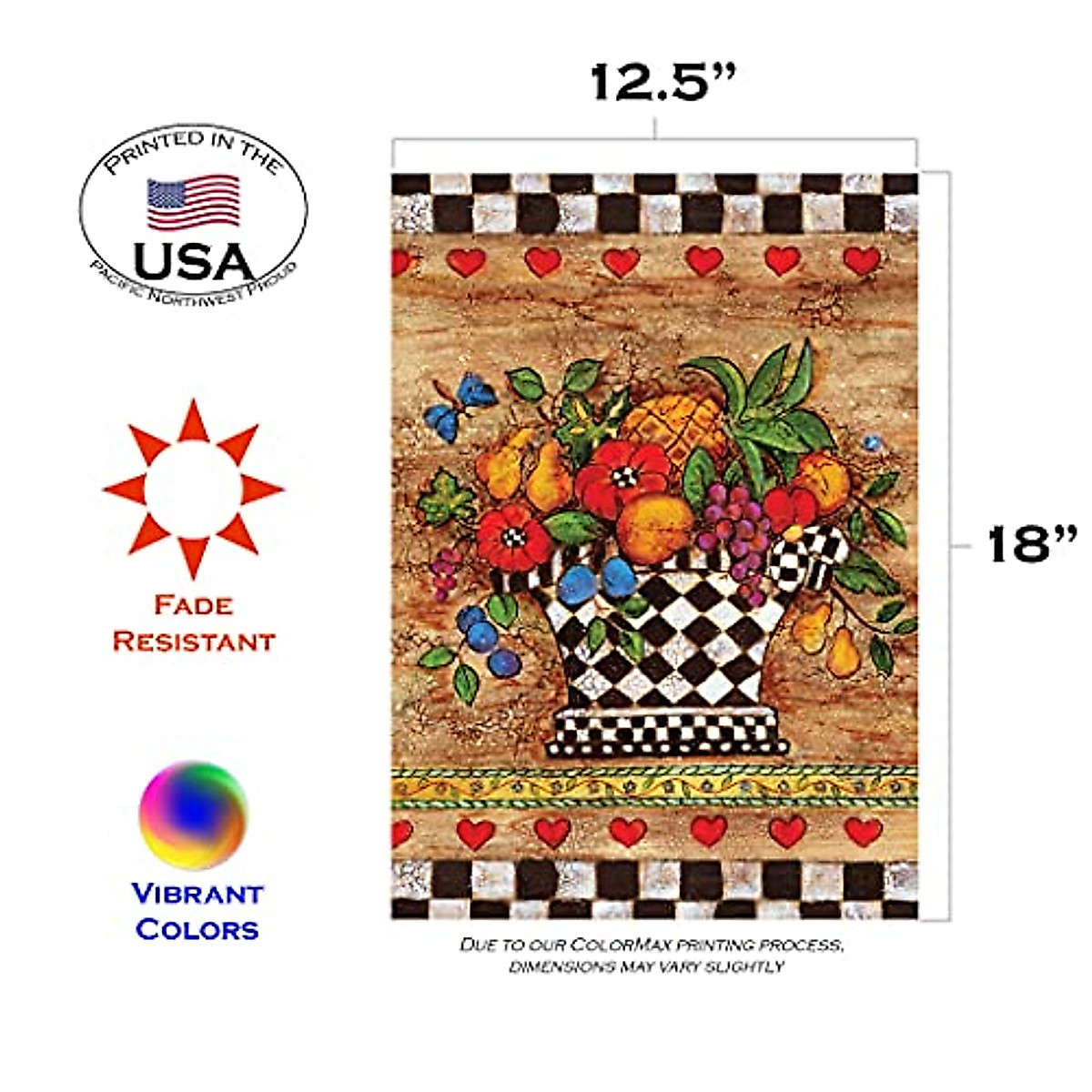 Toland Home Garden 119800 Checkerboard Bouquet 12.5 x 18 Inch Decorative, Garden Flag (12.5" x 18")