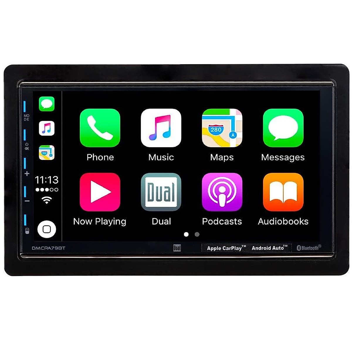 Dual Electronics 7" Double Din Mechless Digital Media Receiver with Apple CarPlay Android Auto
