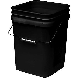 Black Economy Square 4 Gallon Plastic Bucket, 18 Pack | Lid Not Included