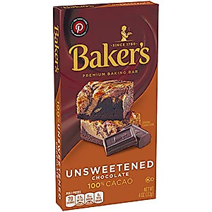 Baker's Premium Unsweetened Chocolate Baking Bar, 4 Ounce (Pack of 12)