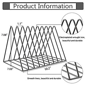 Pashion Vinyl Record Stand Holder, Desktop Album Storage Rack, Triangle Vinyl Record Shelf Display Vinyl Coated Metal Wire Rack Functional & Stylish Display Rack for Office Home