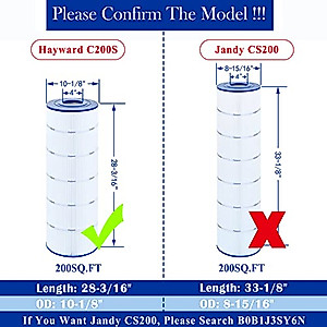 Cryspool Pool Filter Compatible with SwimClear C200S, CX200XRE, PA200S, Unicel C-9442, 200 sq.ft, 1 Pack