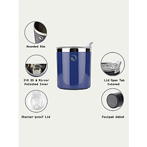 Drinco- 10oz Stainless Steel Tumbler, Vacuum Insulated Tumbler Whiskey Glass, Rocks Glass, GULT (10oz Whiskey Tumbler, Prussian)