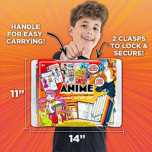 Made By Me Manga Artist Set, How to Draw Anime, Create 2 Comic Books, Great Gifts for Anime Enthusiasts, Awesome Art Kit, Drawing Kit Arts & Crafts for Kids, Great Addition to Anime Collection