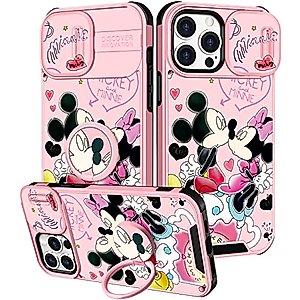 oqpa for iPhone 14 Pro Max Case Cute Cartoon Phone Case with Camera Cover+Ring Stand for 14 ProMax for Women Girly Cool Boy Kawaii Funny Case for Apple iPhone 14 Pro Max 6.7", Minn Micki