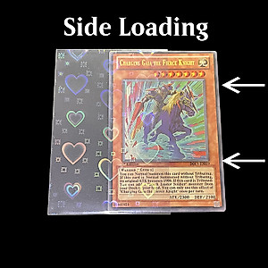 Black Lotus 100pcs/Lot Sweet Heart Shaped Laser Flashing Card Sleeves Trading Kpop Photo Cards Sleeve Shield Magic Card Protector Holographic Foil Protective Cover fit YGO (61x88mm), Clear, 10X7X2cm