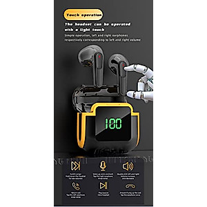 WesTch Earbuds Wireless Bluethooth 5.3 Headphones HiFi Stereo in-Ear Earphones with Touch Control Type-C Charging Case Built-in Microphone IPX4 Waterproof Headsets (Black)