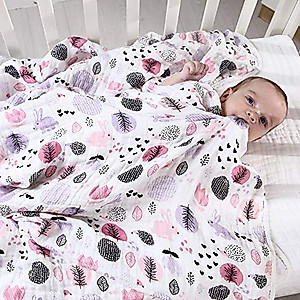 Miracle Baby Muslin Swaddle Blankets Large Cotton Receiving Blanket Nursing Cover 55''x 39''(2 Layers,Rabbit)