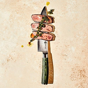 HexClad Chef's Knife, 8-Inch Japanese Damascus Stainless Steel Blade, Pakkawood Handle