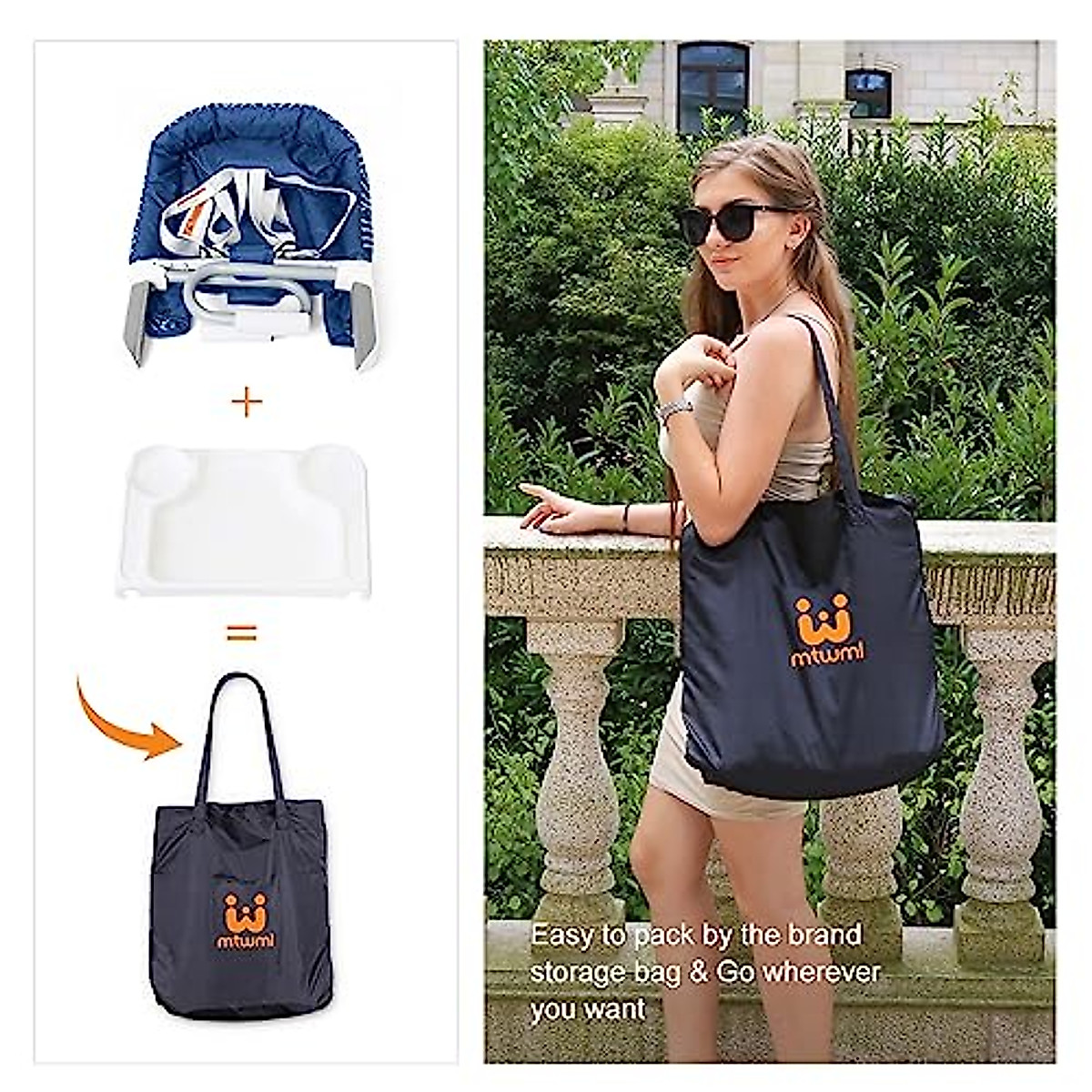 MTWML Hook On High Chair with Tray,Portable Baby High Chair That Attaches to Table,Clip On Fast Table High Chair for Babies and Toddlers.Baby Feeding Seat for Dining Table and Counter to Travel(Blue)