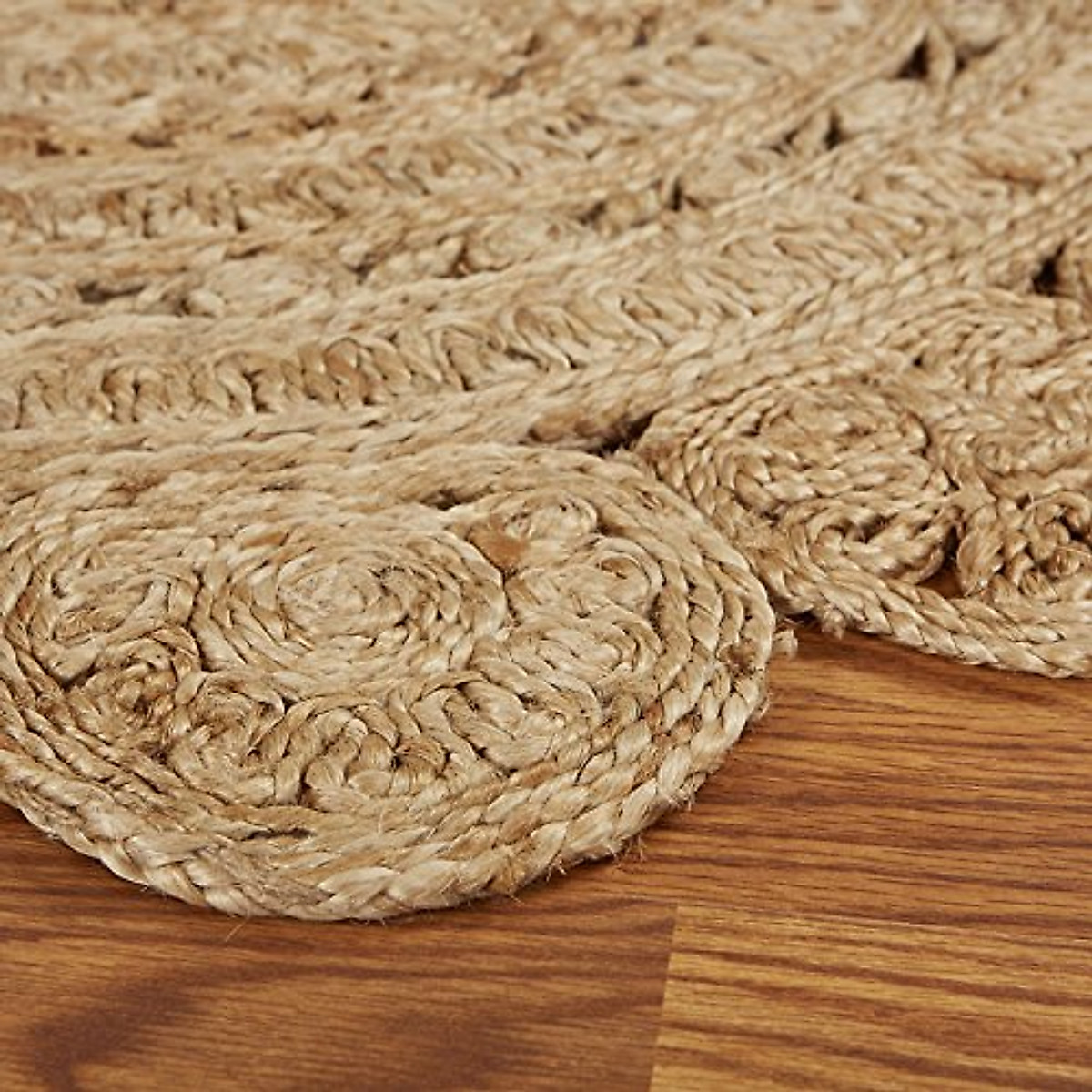 LR Resources Jute LR50134-NAT40RD Natural Round X 4 ft Indoor Area Rug, 4' x 4'