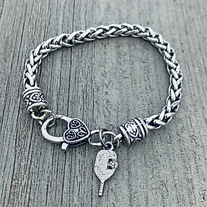 Sportybella Pickleball Racket Charm Bracelet, Womens Pickleball Paddle Jewelry, Pickleball Gift for Pickleball Players