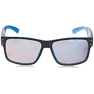 SOUTHPOLE 5003SP Classic Mirrored Rectangular UV400 Protection-Cool Sunglasses for Men, 55 mm, Black & Blue