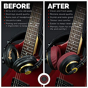 Brainwavz Round Memory Foam Earpads - Suitable Many Large Headphones - SteelSeries, HD668B, ATH, AKG K553, HifiMan, ATH, Philips, Fostex, Sony Ear Pad & More (Perforated Red)