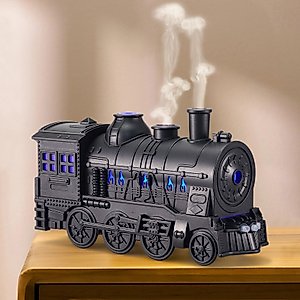 Humidifiers for Bedroom, Cool Quiet Steam Train Looking Mist Air Humidifier Diffuser for Home Baby Nursery & Plants and Auto Shut-off & No Remote Included. (Black)