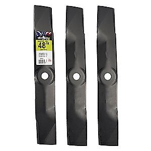 MaxPower 561814B 3-Blade Set for 48 Inch Cut John Deere Replaces OEM #'s M127500, M145476, Black