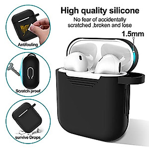 [2 Pack] AirPods 2nd/1st Generation Case with Keychain,Wilbur for AirPod 2nd Generation Case & AirPod Case 1st Generation,Full-Body Protective Cover,Supports Wireless Charging (Black+Purple)