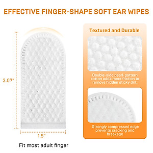 Kopmath Dog Ear Wipes, Ear Cleaner Finger Wipes for Dogs & Cats, Gently Remove Earwax & Odor, Soothe Ear Itching and Infection, Easy to Use, Natural Cat Ear Wipes for Dogs, 50 Disposable Count