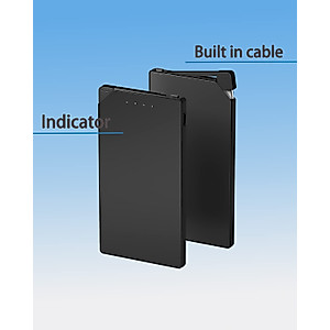 TNTOR Portable Charger with Built-in USB C Cable, 5000mAh Ultra Thin Power Bank Small Battery Pack, Compatible with iPhone 15 USB C Android Phones/Tablet/Camera etc.