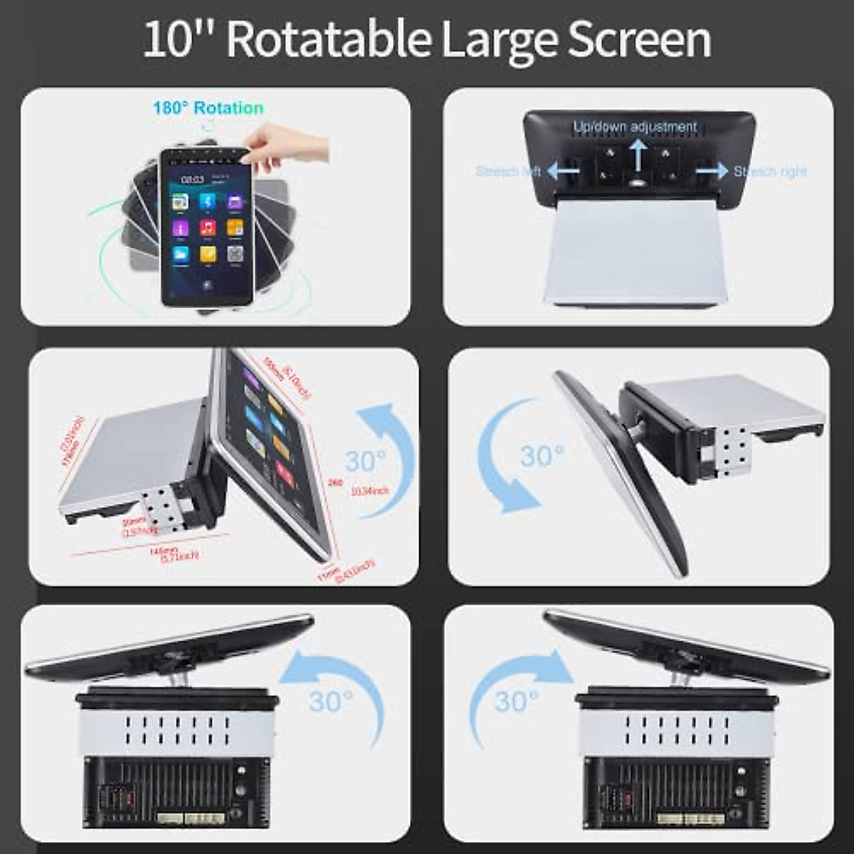 podofo Android Single Din Car Stereo 10 Inch HD Capacitive Vertical Rotatable Touch Screen In Dash GPS Head Unit with Bluetooth and Backup Camera,Car Audio Receivers Support Wifi Subwoofer Mirror Link