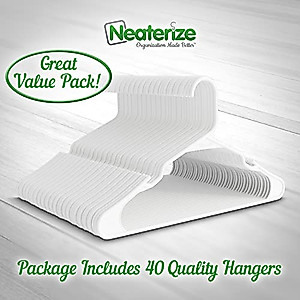 Plastic Clothes Hangers Heavy Duty - Durable Coat and Clothes Hangers - Lightweight Space Saving Laundry Hangers - Dorm Room Essentials for Collage Students Guys, Boys or Girls (40 Pack - White)