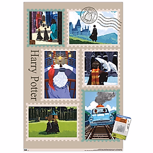 The Wizarding World: Harry Potter - Stamps Collage Wall Poster with Pushpins