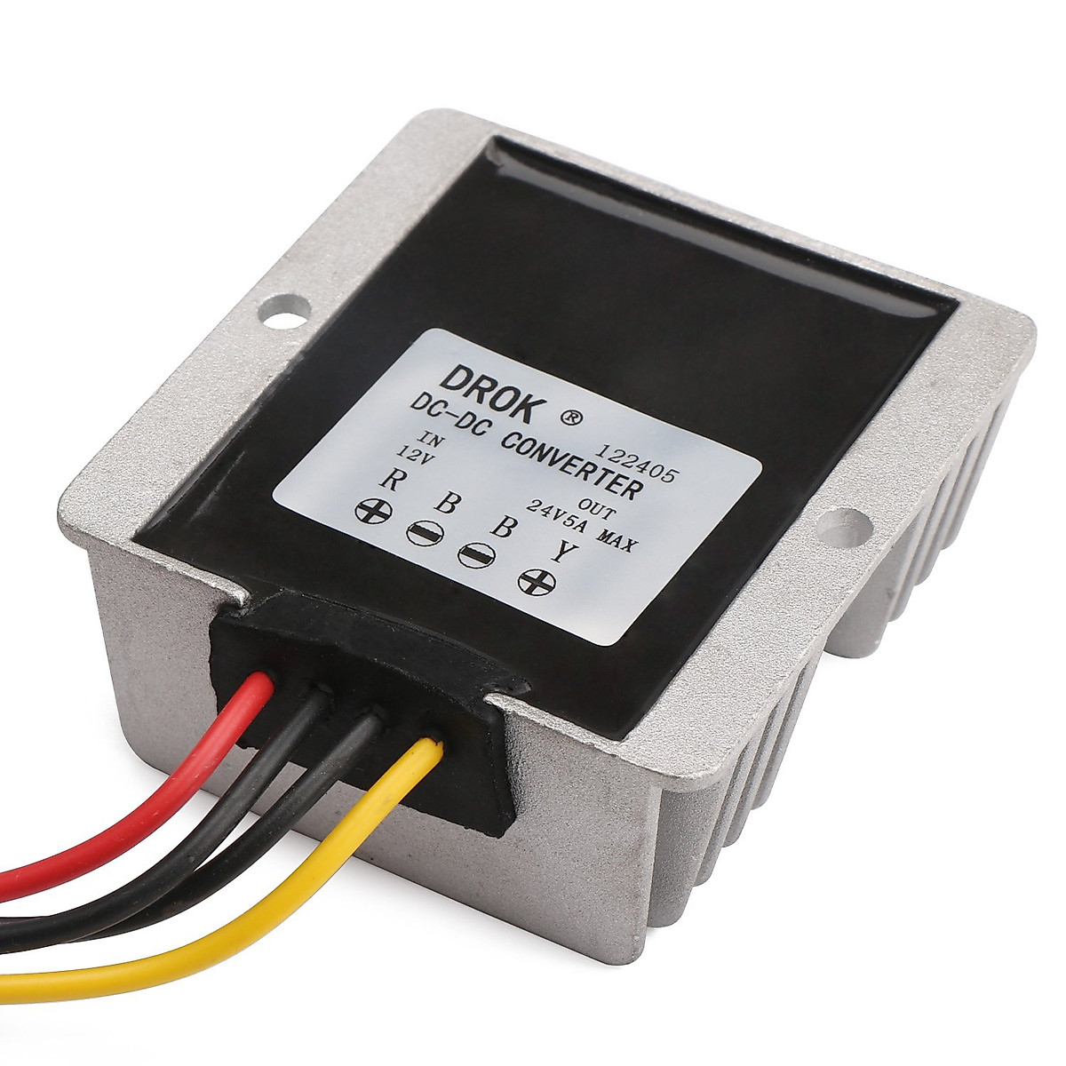 DROK® Waterproof DC Synchronous Boost Converter Regulator DC-DC 9-20V 12V to 24V 5A/120W Step-up Power Supply Circuit Module Adapter with Aluminum Shell for Electric Motors, Speakers,etc