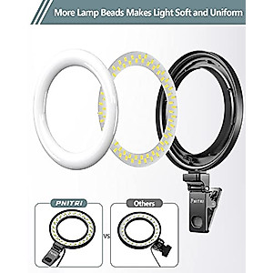 Video Conference Lighting Kits, Pnitri 6.3'' Laptop Ring Light with Clip and Tripod, 10 Brightness Level & 3 Light Modes for Lighting/Video Conferencing/Makeup
