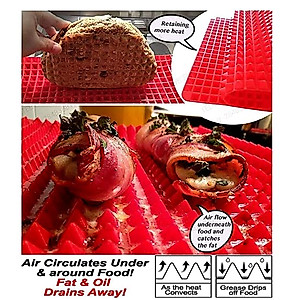 Non-Stick Silicone Baking, Pyramid Healthy Cooking Oven Mat Fat Red-2 Pack by Alpenkok (Black)