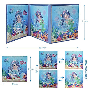 2 Set BST SHIER Magnetic Puzzles for Kids Ages 3 4 5 6, TWO-20 Piece Mermaid Animal Wooden Jigsaw Puzzles Book for Toddlers, Preschool Educational Toys for 3 4 5 6 Year olds Boys and Girls…