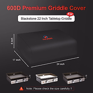 Comnova Griddle Cover for Blackstone Tabletop Griddle 22 Inch - 600D Flat Top Griddle Cover for Blackstone 22" Tabletop Griddle Heavy Duty Waterproof, Griddle Cover for Blackstone 1666, 1840 and More