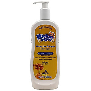 Ricitos de Oro Honey and Argan Baby Body Lotion That Helps Smooth Baby Skin -Hypoallergenic with Honey Bee Extract Delicious Scent, 2-Pack of 12.8 FL Oz Each, 2 Bottles.
