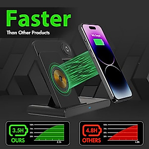 Wireless Charger iPhone Charging Station: 3 in 1 Charger Stand Multiple Devices for Apple - iPhone 15 14 Pro Max 13 12 11 - Watch 9 8 7 6 5 4 3 2 Se - Airpods 3 2 Pro
