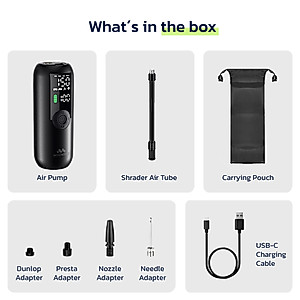 Tire Inflator Portable Air Compressor, Electric Bike Tire Pump with Gauge, Air Pump for Car Tires, 150PSI, Mobile Air Compressor for Car, Motorcycle, Electric Bike, by Woowind